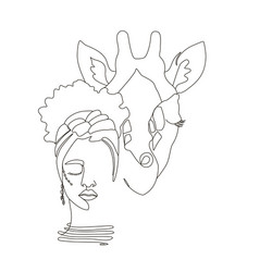 Continuous line art or one drawing african Vector Image