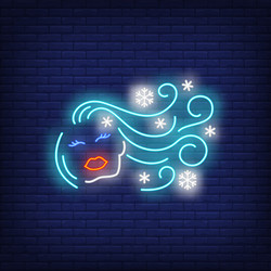 Smiling girl face neon sign Royalty Free Vector Image