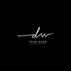 Initial letter dw logo -hand drawn signature Vector Image