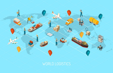 Logistics operations worldwide isometric poster Vector Image
