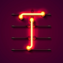 Neon sign letter t Royalty Free Vector Image - VectorStock
