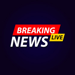 Breaking news live tv label logo template design Vector Image