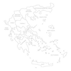 Map greece black thick outline highlighted Vector Image