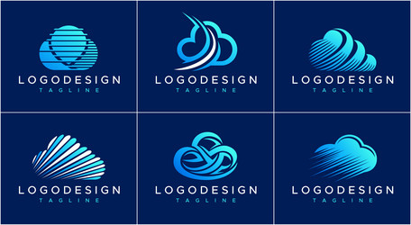 Modern cloud logo design set Royalty Free Vector Image