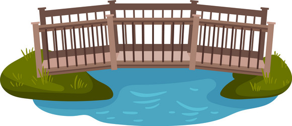 Bridge made of tree logs small timber footbridge Vector Image
