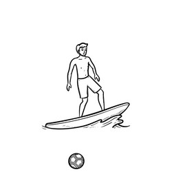 Male surfer hand drawn outline doodle icon Vector Image