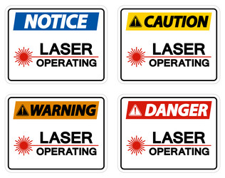 Caution safety sign laser operating on white Vector Image