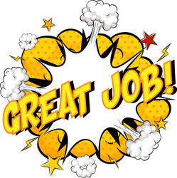 Word great job on comic cloud explosion background