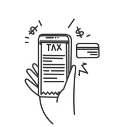 Hand drawn doodle tax card payment approved Vector Image
