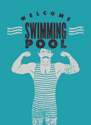 Swimming pool typographical vintage grunge poster Vector Image