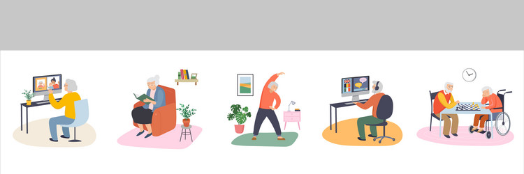 Elderly old people senior at home Royalty Free Vector Image