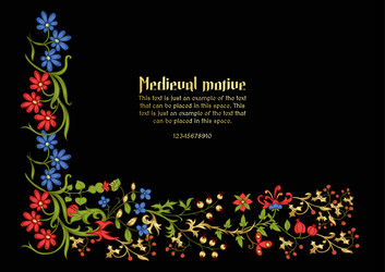 Floral and animal vintage medieval illuminati Vector Image