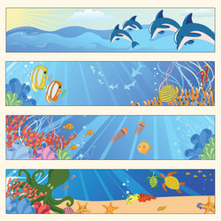Cartoon underwater landscape banners sea level Vector Image