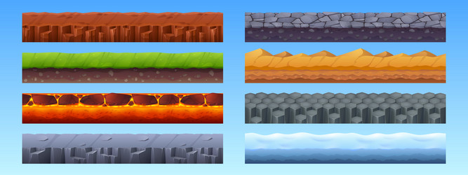 Lava seamless textures for game backgrounds set Vector Image