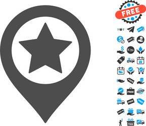 Star favourites marker icon with free bonus Vector Image