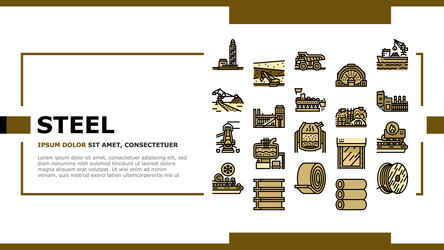 Steel production industry metal icons set Vector Image