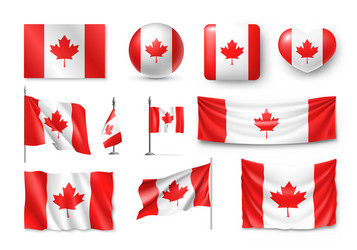 Canada flag icons set canadian symbols Royalty Free Vector