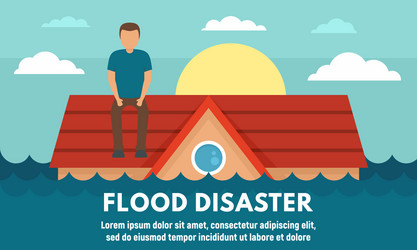 Flood disaster concept banner flat style Vector Image