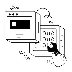 Hand drawn mini of code maintenance Royalty Free Vector