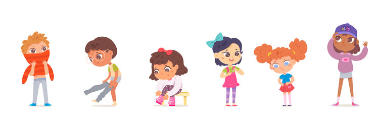 Kids dressing up set isolated confident adorable Vector Image