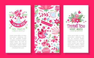 Pink flower banner design with flora blossom Vector Image