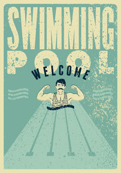 Swimming pool typographical vintage grunge poster Vector Image