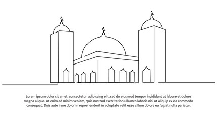 Continuous line design of modern mosque future Vector Image
