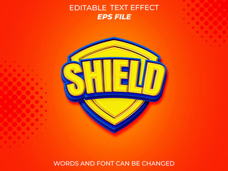 Shield text effect font editable typography 3d Vector Image
