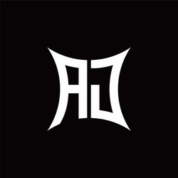 Aj monogram logo with shield shape design template