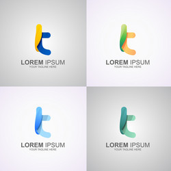 Letter t flat 3d simple geometric logo Royalty Free Vector