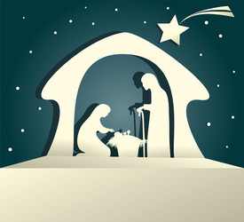 Nativity scene with holy family Royalty Free Vector Image