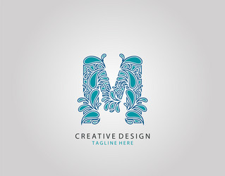 Water splash letter m logo icon droplets Vector Image