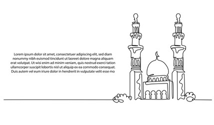 Mosque continuous line design islamic Royalty Free Vector