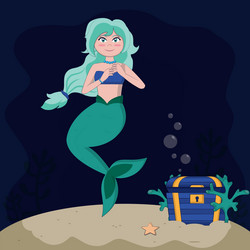Beautiful and magic mermaid cartoon Royalty Free Vector