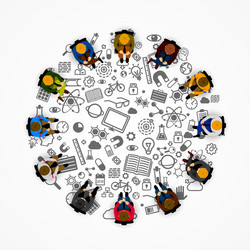 Gathering people group top view walking men Vector Image