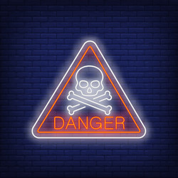 Radiation hazard neon sign Royalty Free Vector Image