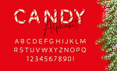 Christmas candy cane font Royalty Free Vector Image