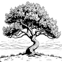 Sycamore tree coloring page design Royalty Free Vector Image
