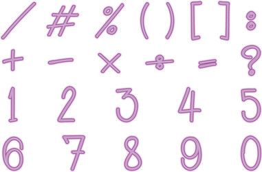 Numbers and math signs in pink color Royalty Free Vector