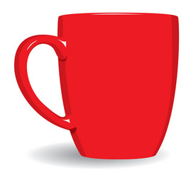 Colorful red cartoon mug of coffee Royalty Free Vector Image