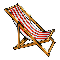 Cartoon cute doodle deck chair summer beach Vector Image