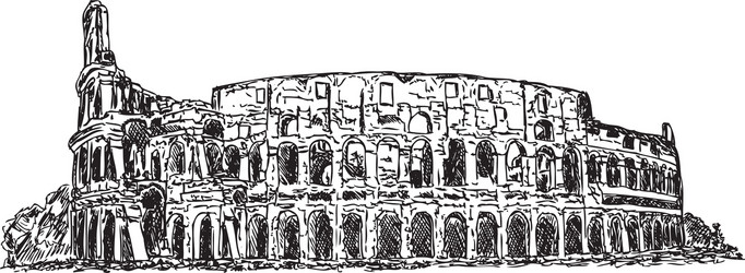 Drawing roman colosseum Royalty Free Vector Image