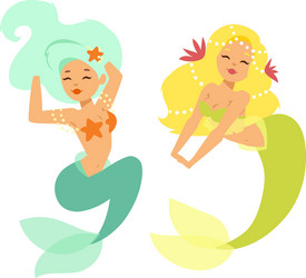 Beautiful little mermaid with violet hair cute Vector Image