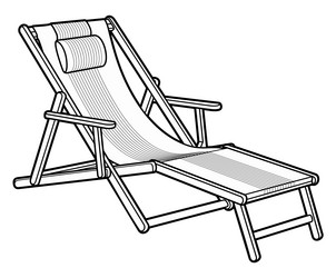 Cartoon cute doodle deck chair summer beach Vector Image