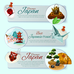 Japanese travel banners national symbols of japan Vector Image