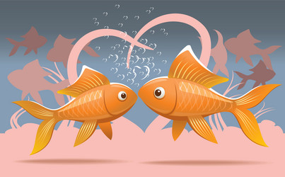 Two Fish Kissing Cartoon