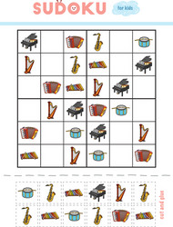 Sudoku for children education game set musical Vector Image