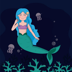 Beautiful and magic mermaid cartoon Royalty Free Vector