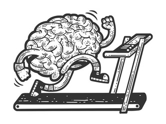 Brain running training on treadmill sketch Vector Image