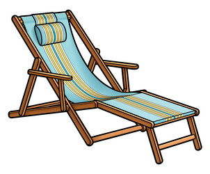 Cartoon cute doodle deck chair summer beach Vector Image